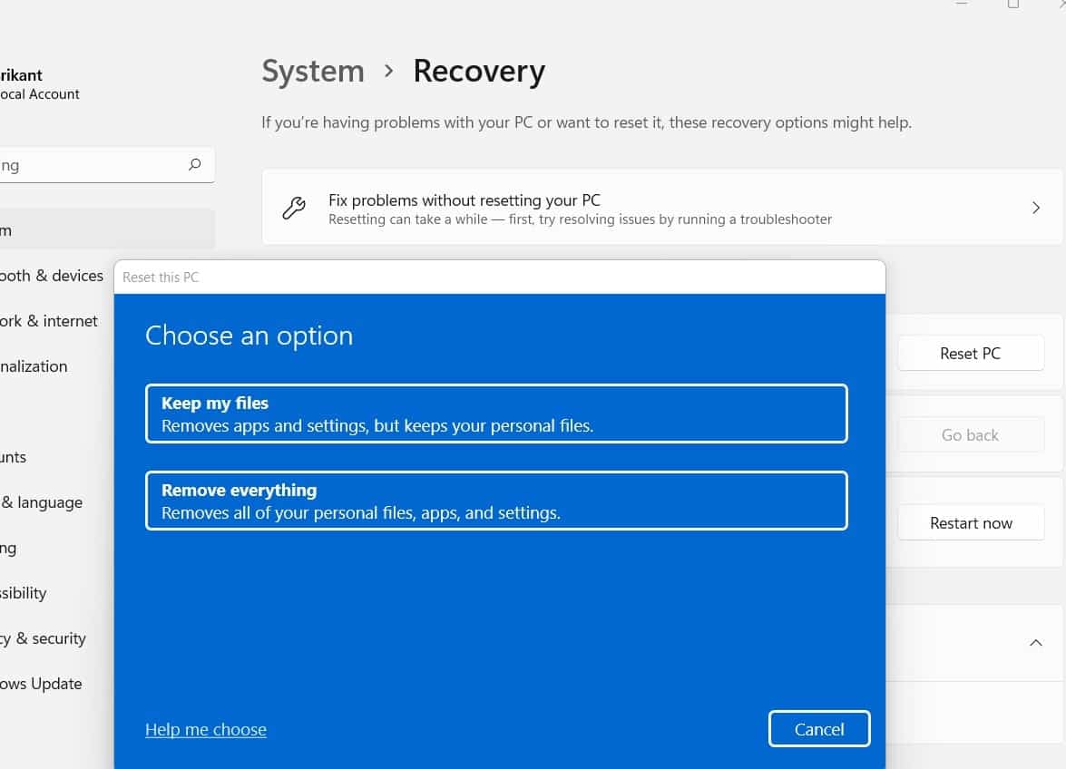 Reset PC with a custom recovery image - PART I.